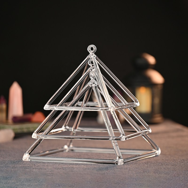 Portable 3-14 inch Clear Crystal Singing Pyramid for Healing Energy and ...